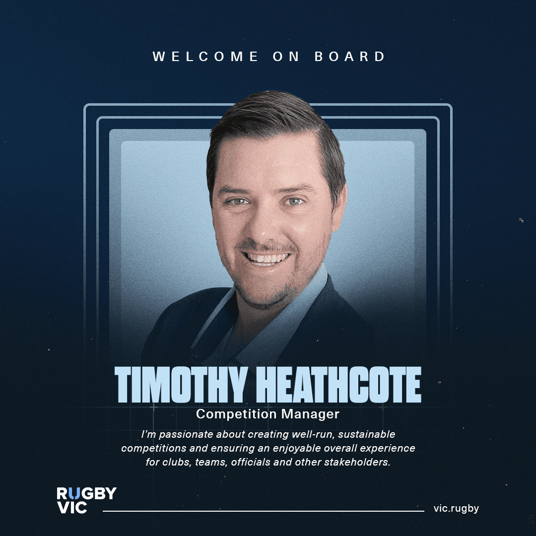 Rugby Victoria Welcomes Timothy Heathcote as the new Competition Manager